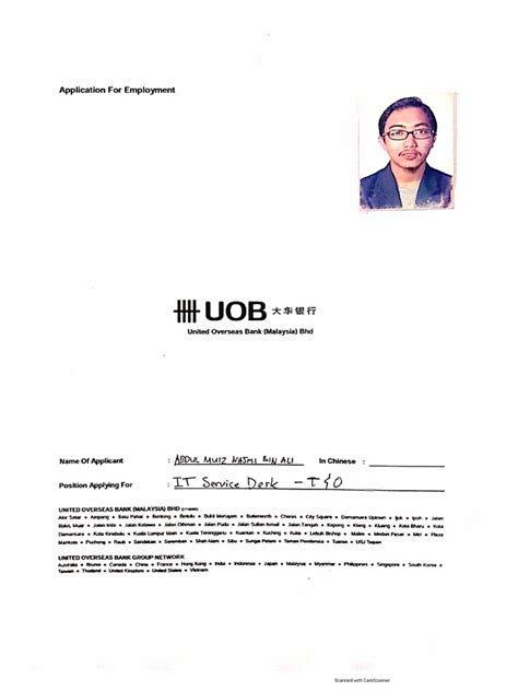 Uob Application Form Pdf