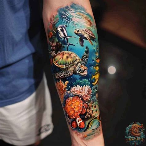 Explore The Underwater World With This Stunning Sea Turtle Forearm