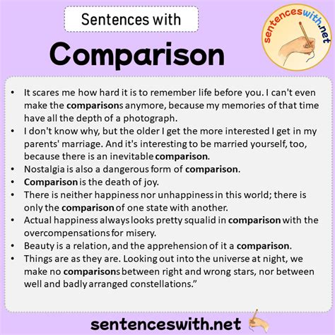 sentences with comparison sentences about comparison in english