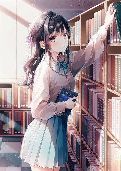 Cute Girl In The Library [original] R Awwnime