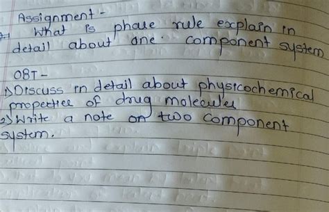 Assignment What Is Phase Rule Explain In Detail About One Component Sys