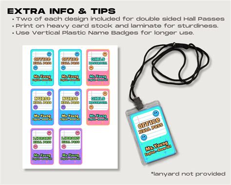 Editable Pastel Hall Passes Template Printable School Restroom Passes