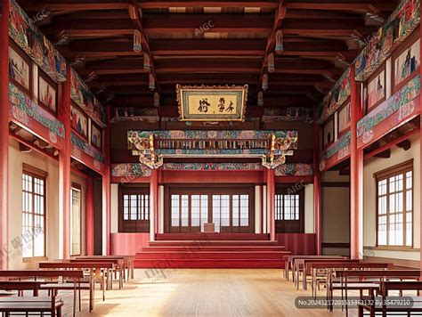 Ai创作图习源楼素材 大礼堂插画 古代学宫 清华学堂大礼堂工字厅 古代大学堂 高等小学堂 习源楼元素 大学堂装饰 礼查厅 南中学堂 清代宫廷学堂 中式讲堂 中华礼堂 古代高等学校 中式礼堂