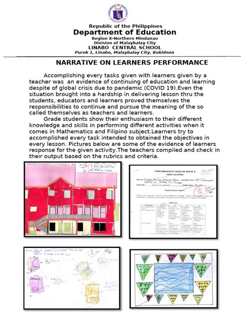 Sample Of Learners Output With Reflection Self Assessment Pdf