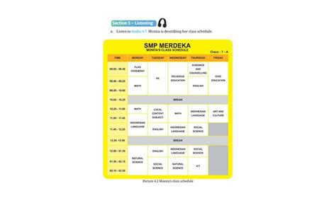 Menjawab Soal Pada Teks Monitas Class Schedule Bahasa Inggris Vii Smp