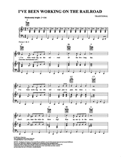Ive Been Working On The Railroad By Traditional Piano Vocal Guitar