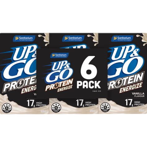 Sanitarium Up And Go Protein Energize Vanilla Flavour 6 X 250ml Drakes
