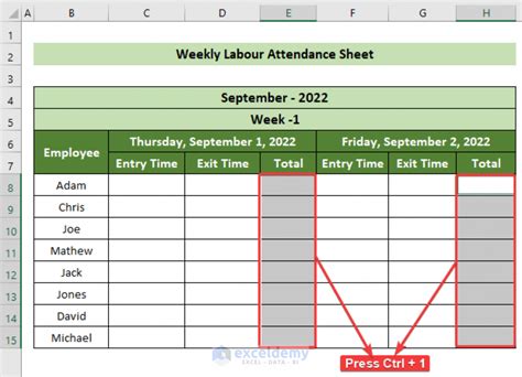 Labour Attendance Sheet Format In Excel Create With Easy Steps