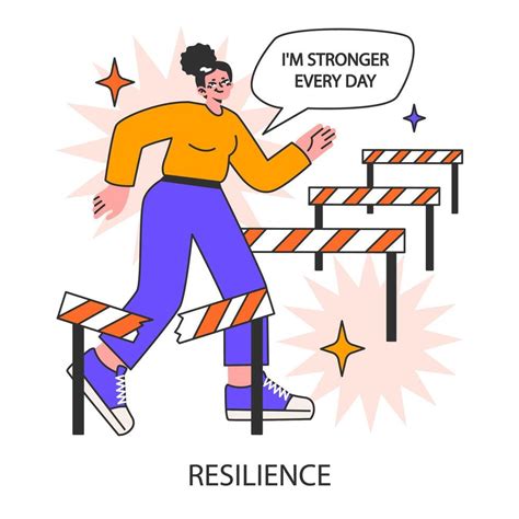 Resilience Confident Woman Steps Over Hurdles Determined Female