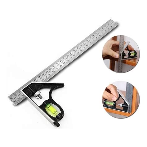 Esquadro Combinado Inox Com Nível Régua 30cm De 12 Polegadas Ferramenta Multifuncional Shopee
