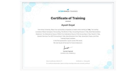 Ayush Goyal On Linkedin Successfully Completed The Tally Training From Internshala Trainings