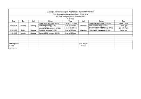 All Class Test Duty And Time Table 2023 24 All Class Test Duty And