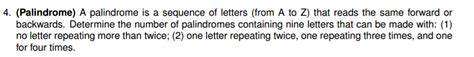 solved a palindrome is a sequence of letters from a to z