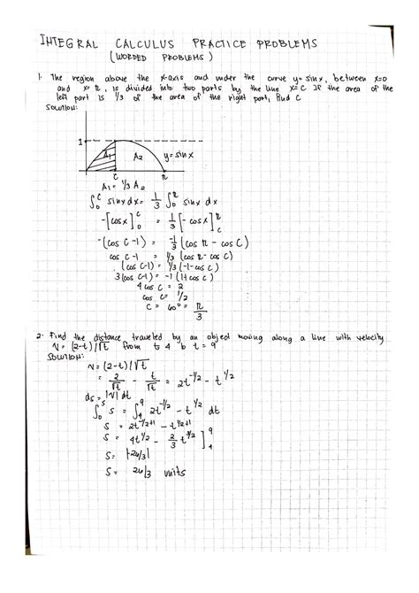 SOLUTION Integral Calculus Practice Problem Worded Problems With