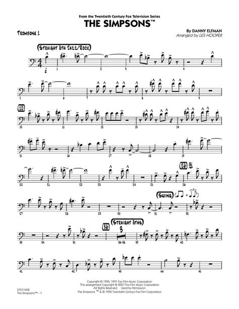 The Simpsons Trombone 1 By Les Hooper Jazz Ensemble Grade 5 Digital Sheet Music Sheet
