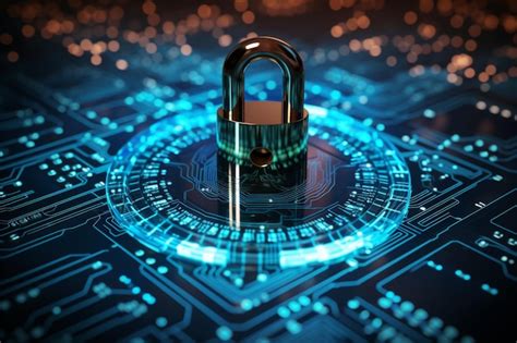premium ai image blue keylock embodies binary code symbolizing