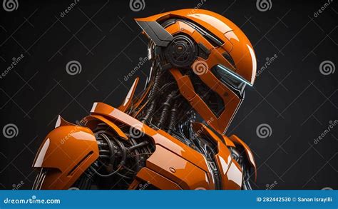 Orange Robot On Black Background Generative Ai Stock Illustration Illustration Of Robot