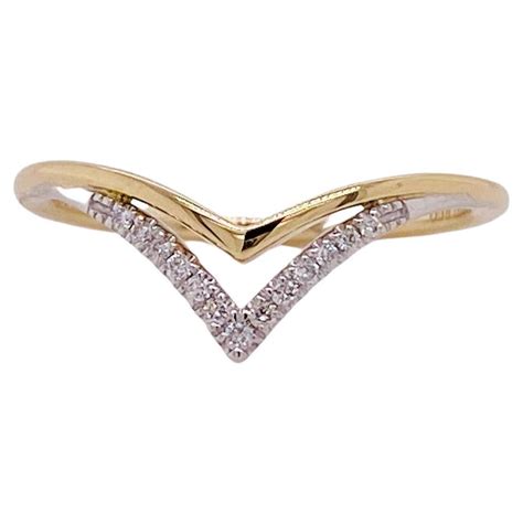 Customizable Diamond Leaf Two Tone Double Stack Ring Negative Space 14k