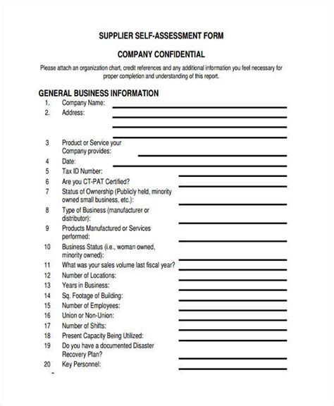 Free 8 Sample Supplier Assessment Forms In Pdf Ms Word