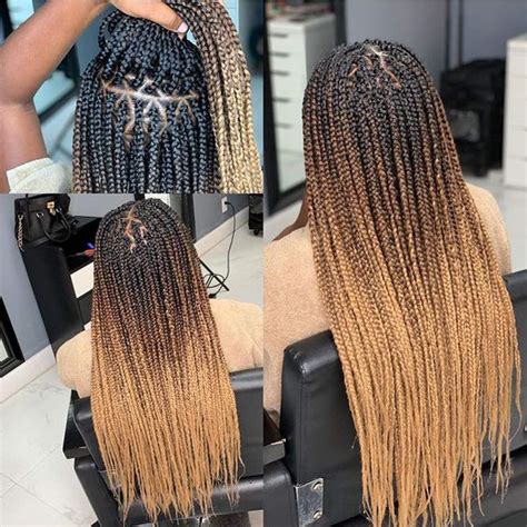 Ombre Box Braids Crochet Hair Medium Box Braid Pre Looped 22strands