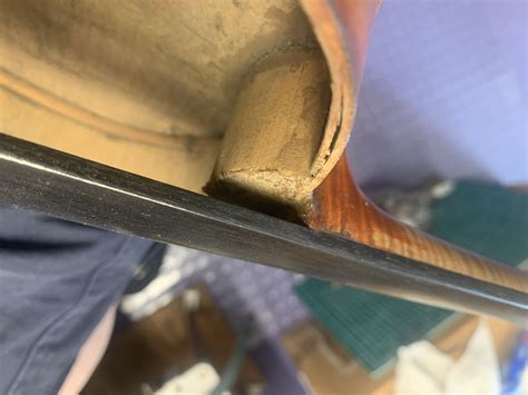 old scottish violin with a neck back seam problem the pegbox
