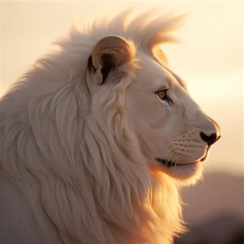 Premium Ai Image An Albino Lion In Profile Its Gaze Focused On The