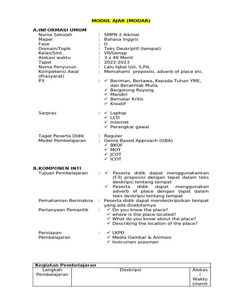 Modar Deskripsi Tp 2 3 Pdf