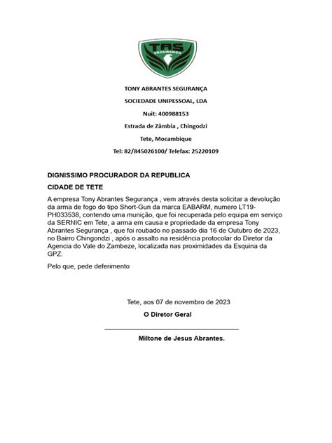 Carta Para Procuradoria Pdf