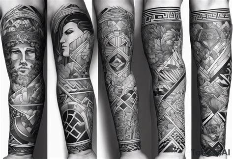 Patchwork Arm Sleeves Of Greek Gods And That A Geometric Aesthetic