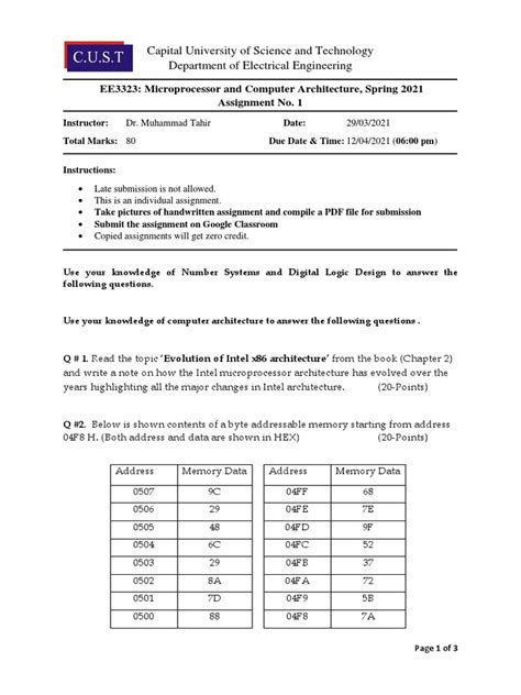 Micro Assignment 01 Pdf Office Equipment Computer Architecture