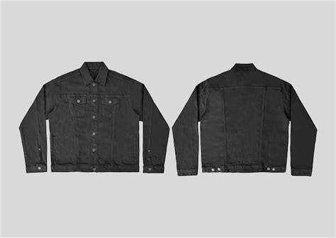 Premium Photo Black Denim Jacket Mock Up Front And Back Views Jeans