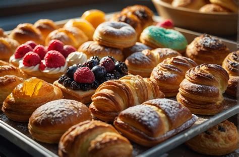 Premium Photo A Tray Of Assorted Pastries At A Bake