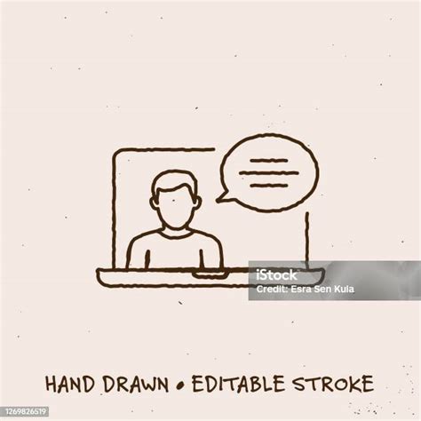 편집 가능한 스트로크가 있는 손으로 그린 온라인 강의 아이콘 웹 회의에 대한 스톡 벡터 아트 및 기타 이미지 웹 회의 스케치 아이콘 Istock