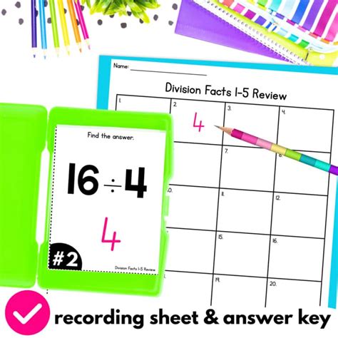 Division Facts 1 5 Review Math Fact Fluency Multiplication Division