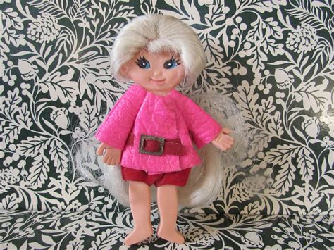 Vintage Ideal Flatsy Doll With Brown Hair 1969 5 Inches High