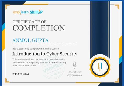 Anmol Gupta Has Successfully Completed The Introduction To Cyber