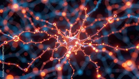 Glowing Neural Network Connections In 3d Space Abstract Light Particles Sci Fi Colors Stock