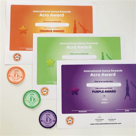 International Dance Rewards Acro Badges And Certificates