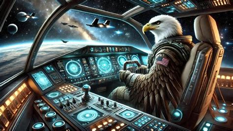Eagle Astronaut Piloting A Spaceship In Space Stock Illustration Illustration Of Surreal