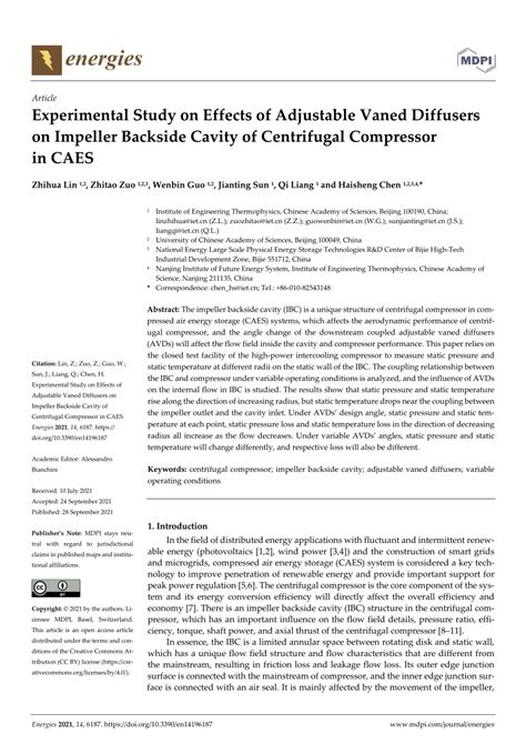 (PDF) Experimental Study on Effects of Adjustable Vaned Diffusers on Impeller Backside Cavity of ...