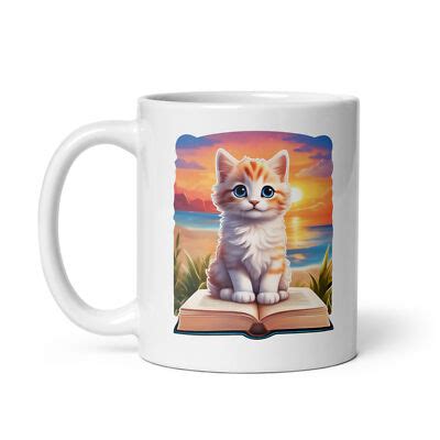 Cute Kitten Coffee Mug 11oz Adorable Bookworm Perfect T For Cat