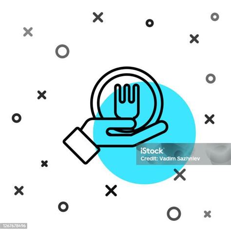 Pemesanan Black Line Online Dan Ikon Pengiriman Makanan Cepat Saji Terisolasi Di Latar Belakang