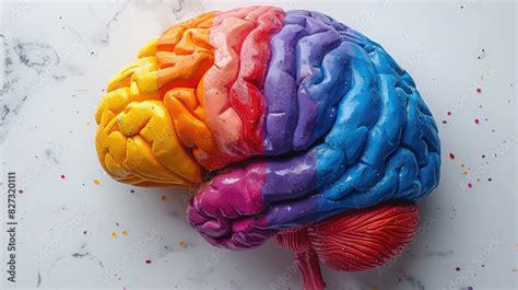 Human Rainbow Brain On A White Background Anatomy Intelligence Organ