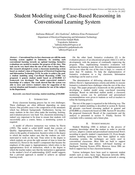 Pdf Student Modeling Using Case Based Reasoning In Conventional