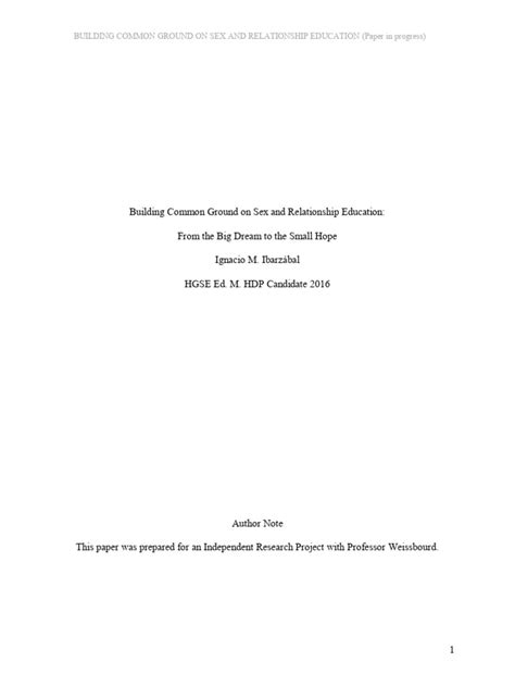 Building Common Ground On Sex And Relationship Education Ignacio