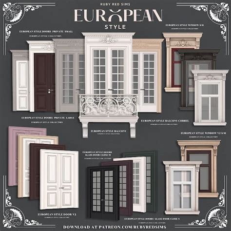 The Sims 4 European Style Windows And Doors Sims Home Sims 4 Houses