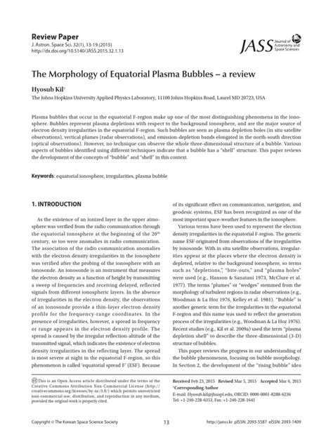 The Morphology Of Equatorial Plasma Bubbles A Review Pdf