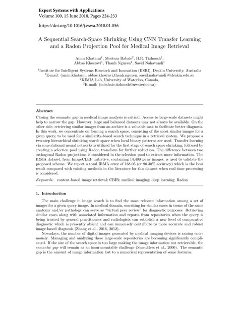 Pdf A Sequential Search Space Shrinking Using Cnn Transfer Learning And A Radon Projection