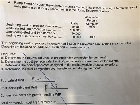 Solved 3 Kamp Company Uses The Weighted Average Method In
