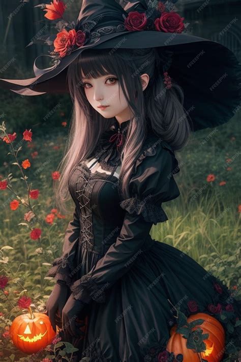Premium Ai Image Whimsical Wizardry Dynamic Anime Girl Witch Art
